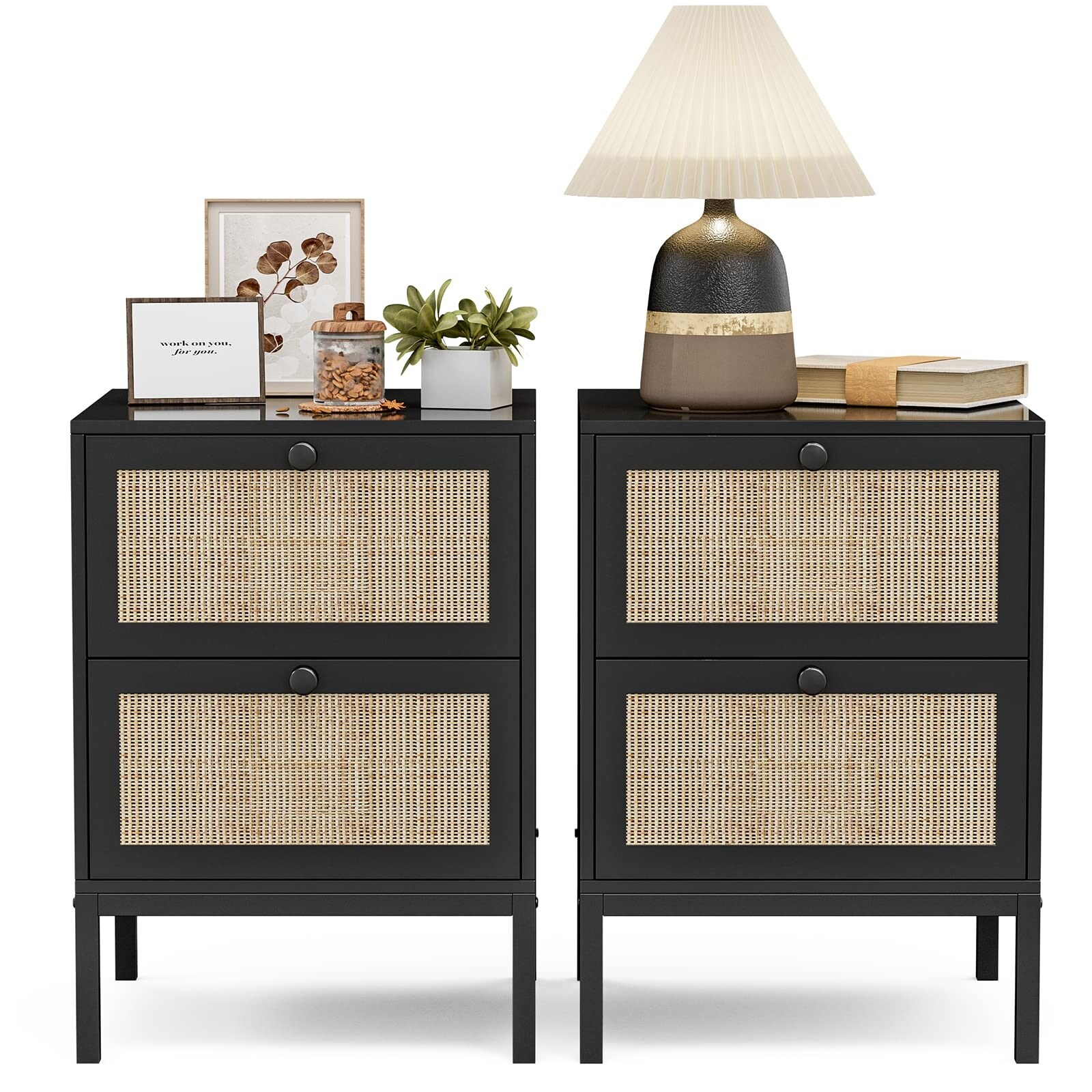 Orre Brown and Black Nightstand 2 Drawers - On Sale - Bed Bath & Beyond ...