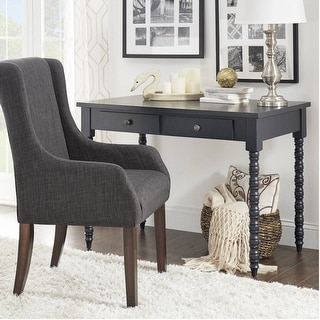 Chelsea Lane Wood Writing Desk 2-Drawer with Helix Legs, Balck - Bed ...