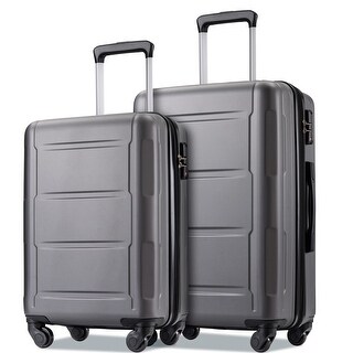 2 PC Sets Luggage Expanable 100% ABS Lightweight Hard Case Spinner ...
