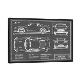 iCanvas "Nissan GT-R (R35) Skyline Black" by Action Blueprints Framed ...