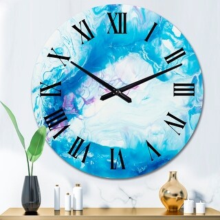 Designart 'Abstract White And Blue Liquid Art' Modern wall clock - Bed ...