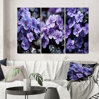Designart "Violets Whispering Photo III" Floral Wall Art Set Of 3 ...