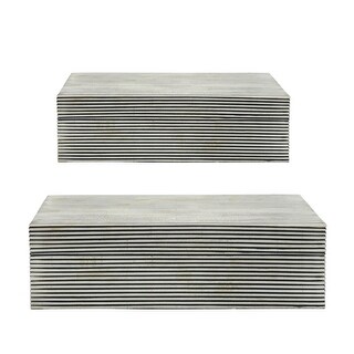 Pinstripe Printed Resin Storage Box, Set of 2, White and Black - Bed ...