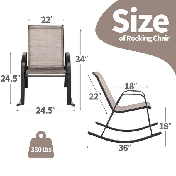 Costway Patio Rocking Chair Heavy-Duty Metal Rocker Outdoor Anti-Slip ...