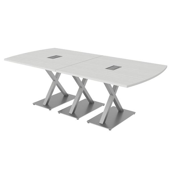 8' Arc Rectangle Powered Conference Room Table With X Shaped Bases ...