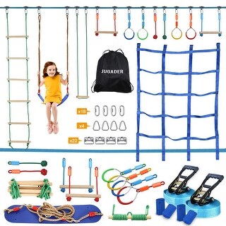 Hapfan 50ft Warrior Obstacle Course with 10 Obstacles for Backyard ...