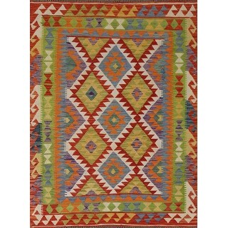 Multicolor Kilim Area Rug Reversible Multi-Color Wool Carpet - 4'3"x 6 ...