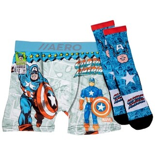 Captain America Retro Boxer Briefs Underwear And Sock Set - Bed Bath ...