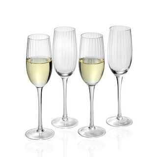 4-Piece 8 oz Ribbed Optic Champagne Flutes set - Bed Bath & Beyond ...