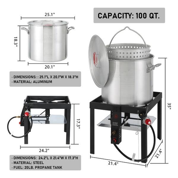 FEASTO 100QT Aluminum Boil Kit for Seafood Boiler and Steamer - Bed ...