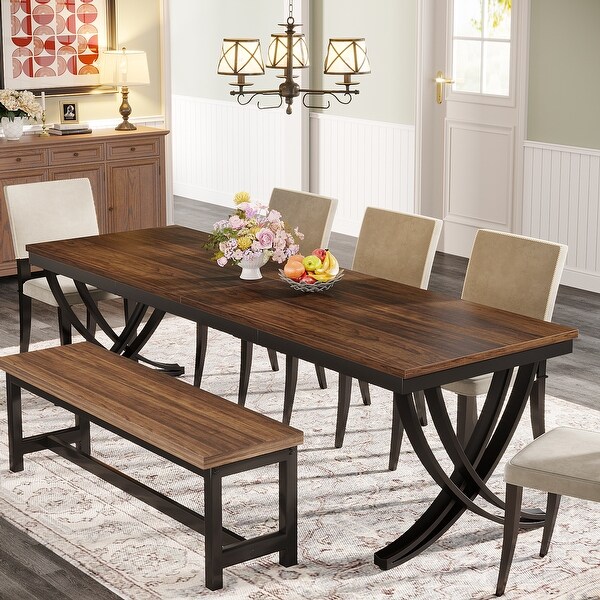 Large dining table with bench store