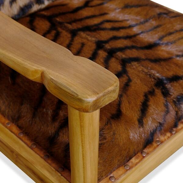 Galaxia - Tiger Print Lounge Chair - Solid Teak Wood Frame - Light ...