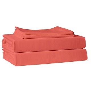 Just Linen 220 TC 100 pct Cotton Sateen Solid Color 4 Piece Sheet Set ...