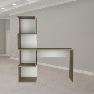 Modern Computer Desk with Storage Cabinets and Five Shelves ...