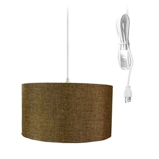1-Light Plug In Swag Pendant Ceiling Light Chocolate Burlap Shade, 16 ...