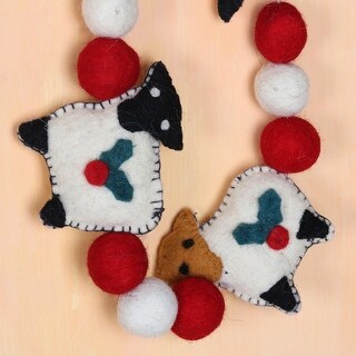 Novica Handmade Fluffy Friends Wool Christmas Tree Garland - Multicolor ...