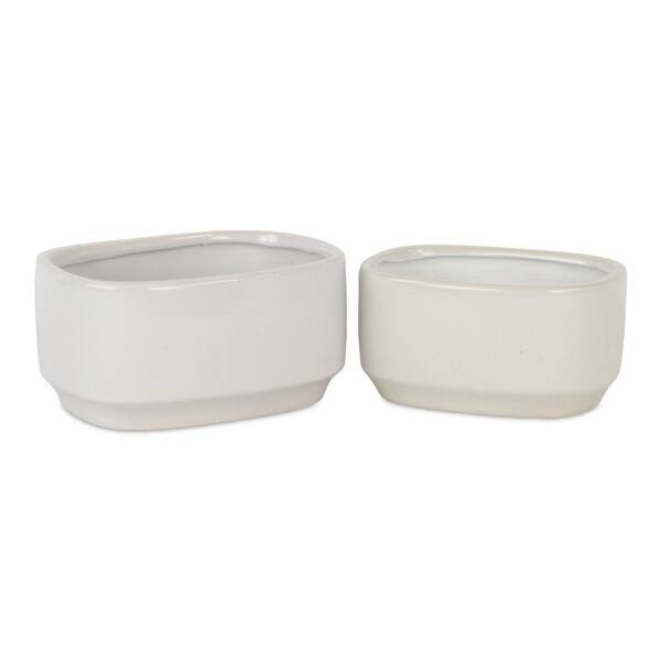 Elegora Wide Curved Rectangular Ceramic Pot - Off White - Bed Bath ...