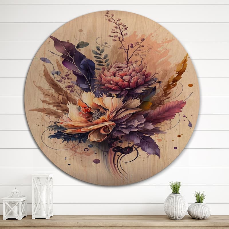 Designart "Cute Bouquet Floral Art " Modern Wood Wall Art Décor ...