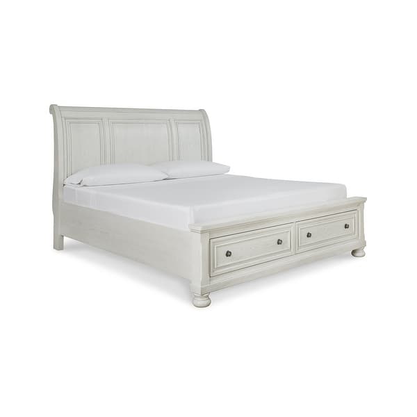 Signature Design by Ashley Robbinsdale Antique White Sleigh Bed with ...
