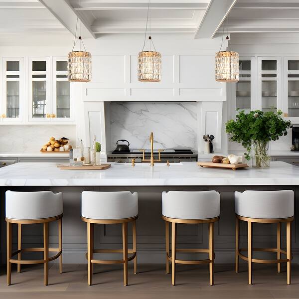 Modern Glam LED 1-Light Crystal Drum Island Pendant Rose Gold Island ...
