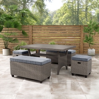 Decker Modern Wicker 5-Piece Outdoor Open Dining Set by M&L Co. - Bed ...