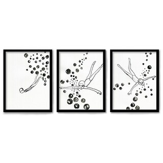 (Set of 3) Triptych Wall Art Wall Art Black and White Dive by Dreamy Me ...