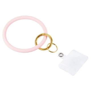 Key Ring Bracelet Silicone Keychain Circle Wristlet Keyrings, Pink - 2. ...