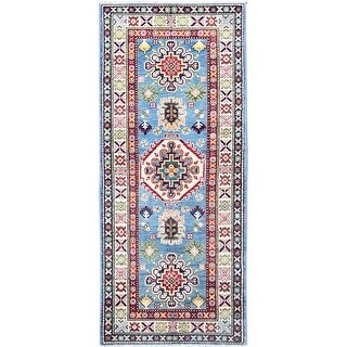 Shahbanu Rugs Carolina Blue, Pure Wool, Hand Knotted, Densely Woven ...