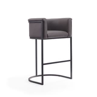 Cosmopolitan Metal Upholstered Barstool in Graphite - Bed Bath & Beyond ...