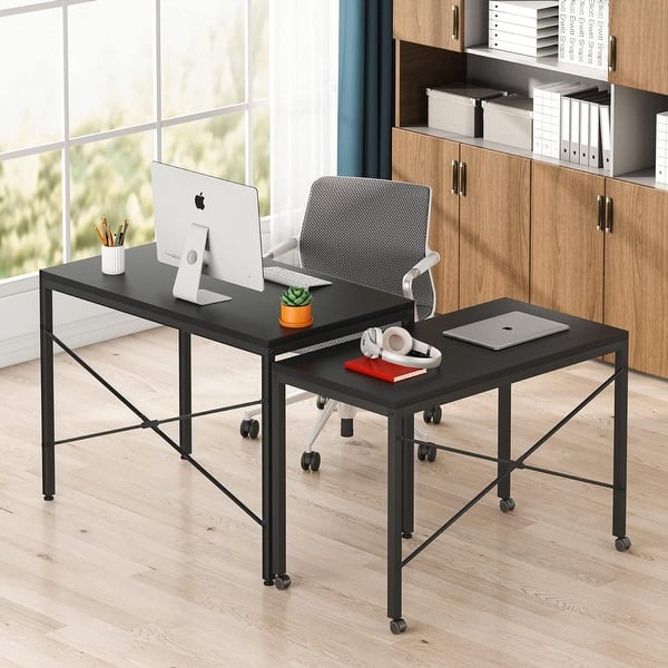 L Shaped Desks for Two Person, Double Corner Desks Computer Table - Bed ...