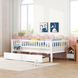 Twin Daybed w/Safety Fence for Kids Teens Boys Girls, Multi-Functional ...