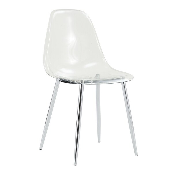 Modern Minimalist Armless Crystal Chair Transparent Dining Chair Plastic Chair Set of 6 Crystal Silver