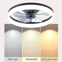 Round Ceiling Fan with LED Lights, 19.7" Flush Mount Reversible 6 ...