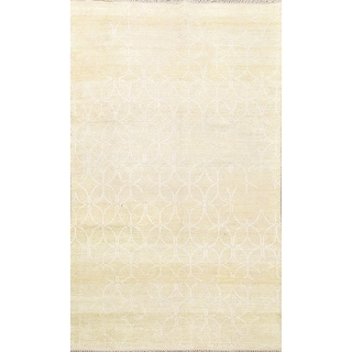 Muted Distressed Modern Oriental Wool Area Rug Handmade Carpet - 5'0" x ...