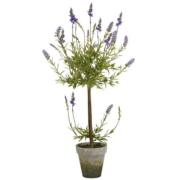2.75' Artificial Lavender Single Ball Topiary Tree in Planter - Bed ...