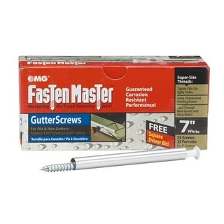 25Pk 7" Wht Gutter Screw FMGUT007-25W Fastenmaster OMG Unit: BOX - Bed ...