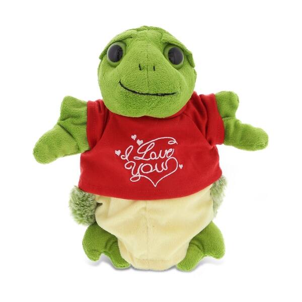 Super Soft Stuffed Animal Sea Turtle Hand Puppet with I LOVE YOU Shirt ...
