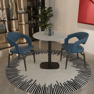 Vail Round 27 in. Solid Wood Tabletop Dining Table with Black Stainless ...