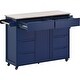 53.15'' Rubber Wood Kitchen Cart with Adjustable Shelf, Rolling Wheels ...