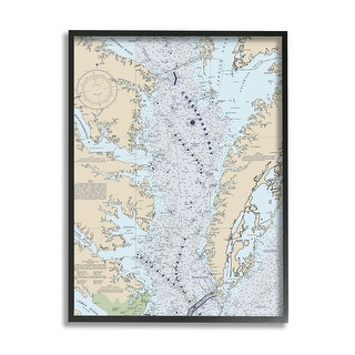Stupell Chesapeake Bay Water Flow Map Coastal Cartography Framed Wall ...