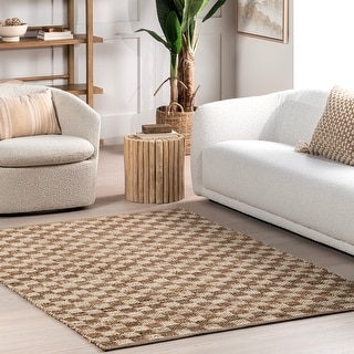 Nuloom Aneira Checkered Jute Area Rug - Bed Bath & Beyond - 39483828