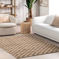 Brooklyn Rug Co Christana Traditional Checkered Jute Area Rug - Bed ...