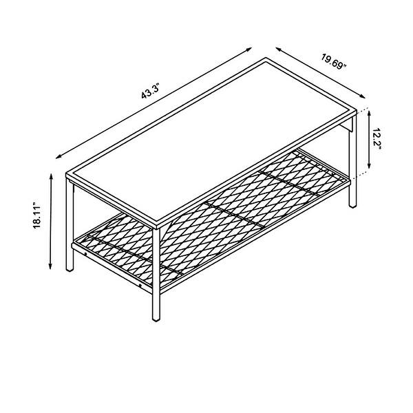 Cuboid Table with 3D Texture Metal Frame and Mesh Storage Shelf - Bed ...