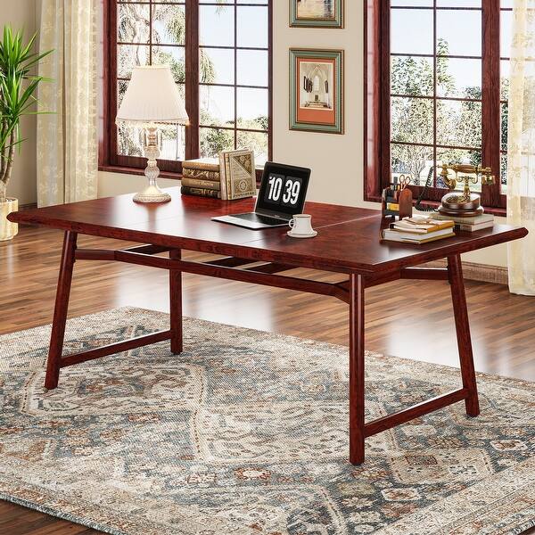 63'' Rectangle Executive Computer Desk with Metal Legs, Large Writing ...