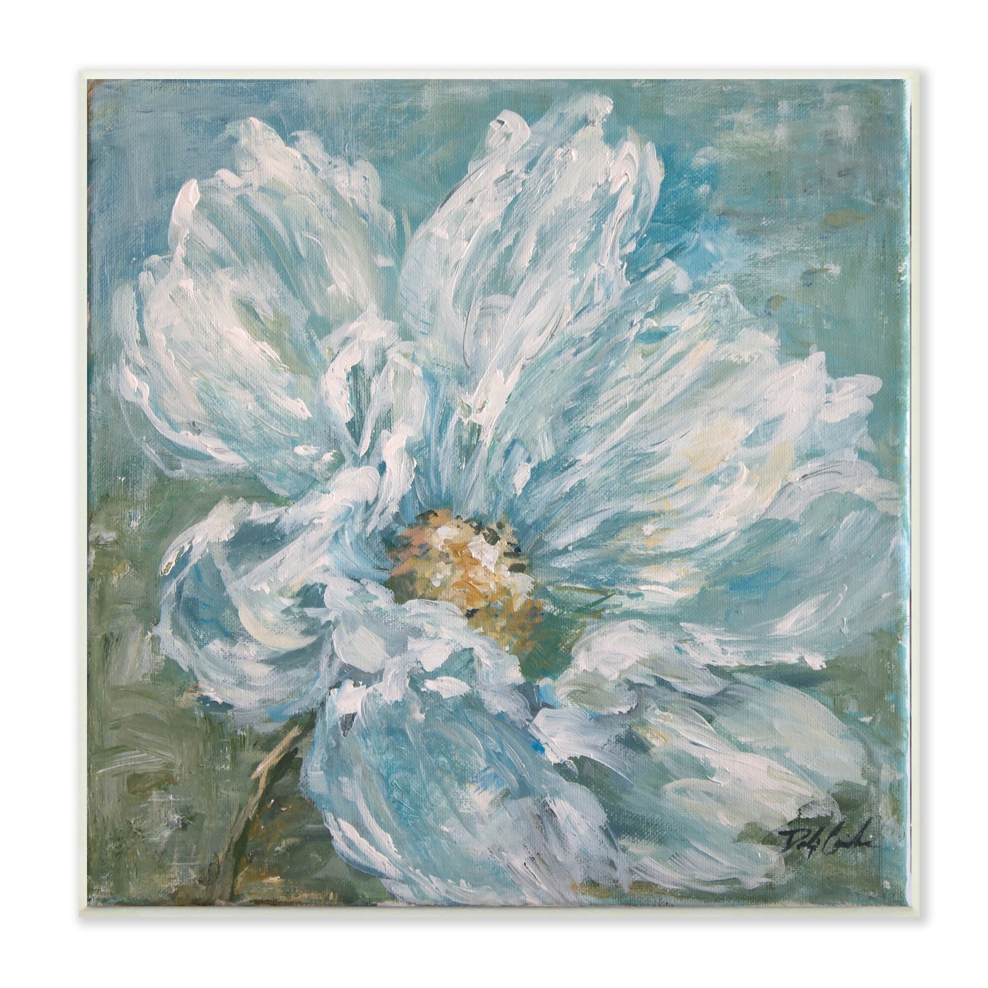 Stupell Puffy Blue Hydrangea Flower Bouquet Patterned Vase Wood Wall ...