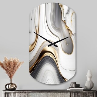 Designart - Abstract Geode Marble Waves Grey I - Abstract Large Wall ...