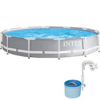 Intex Prism Frame Above Ground Pool 12' x 30" and Deluxe Pool Skimmer ...