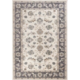 5' x 8' Ivory or Grey Floral Vines Bordered Area Rug - 3'6" - Bed Bath ...
