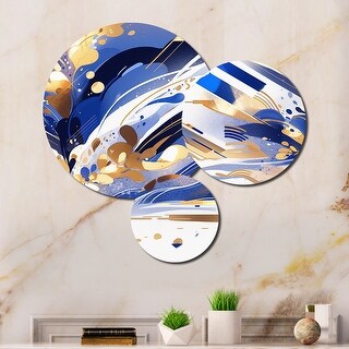 Designart "Blue White Cubist Kaleidoscope I" Cubism Metal Wall Art Set ...