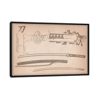 iCanvas "Tan Leather Samurai Sword Diagram" by Unknown Artist Framed ...